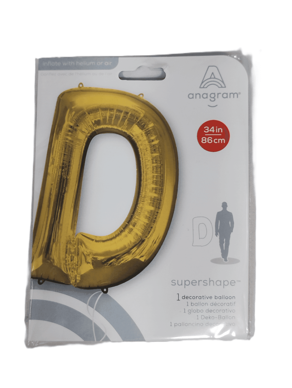 Letra D Anagram Oro Blanco 34″ - Globos y Globos