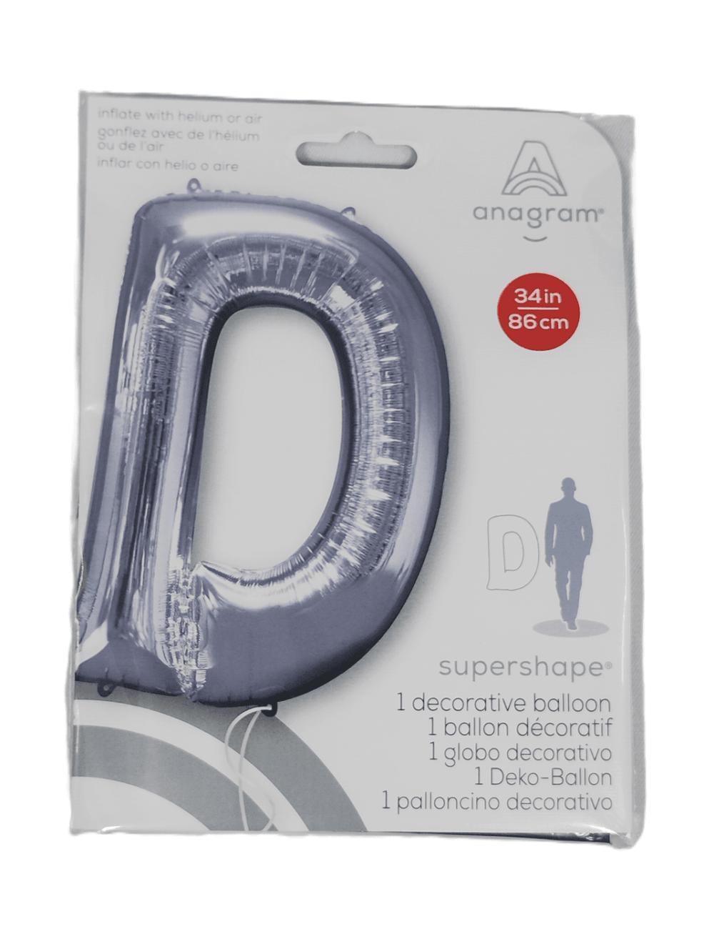 Letra D Anagram Plata 34″ - Globos y Globos