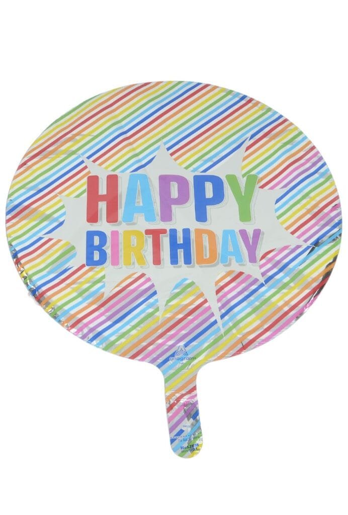 Globo Foil Happy Birthday Rayado Colores - Globos y Globos